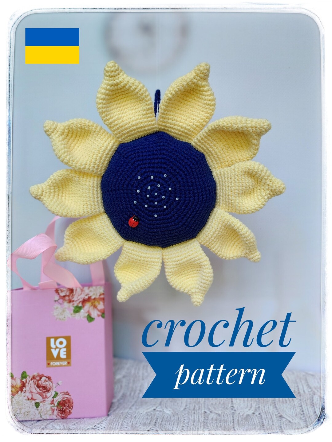 Ukrainian Sunflower Crochet Pattern (in Eng), Sunflower in Blue and ...