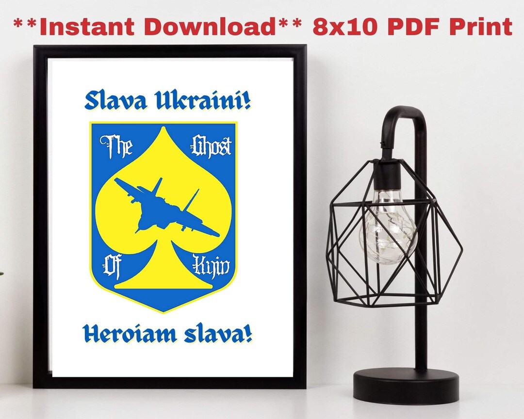 The Ghost of Kyiv Ace Badge, Slava Ukraini, Blue and Yellow Symbol ...