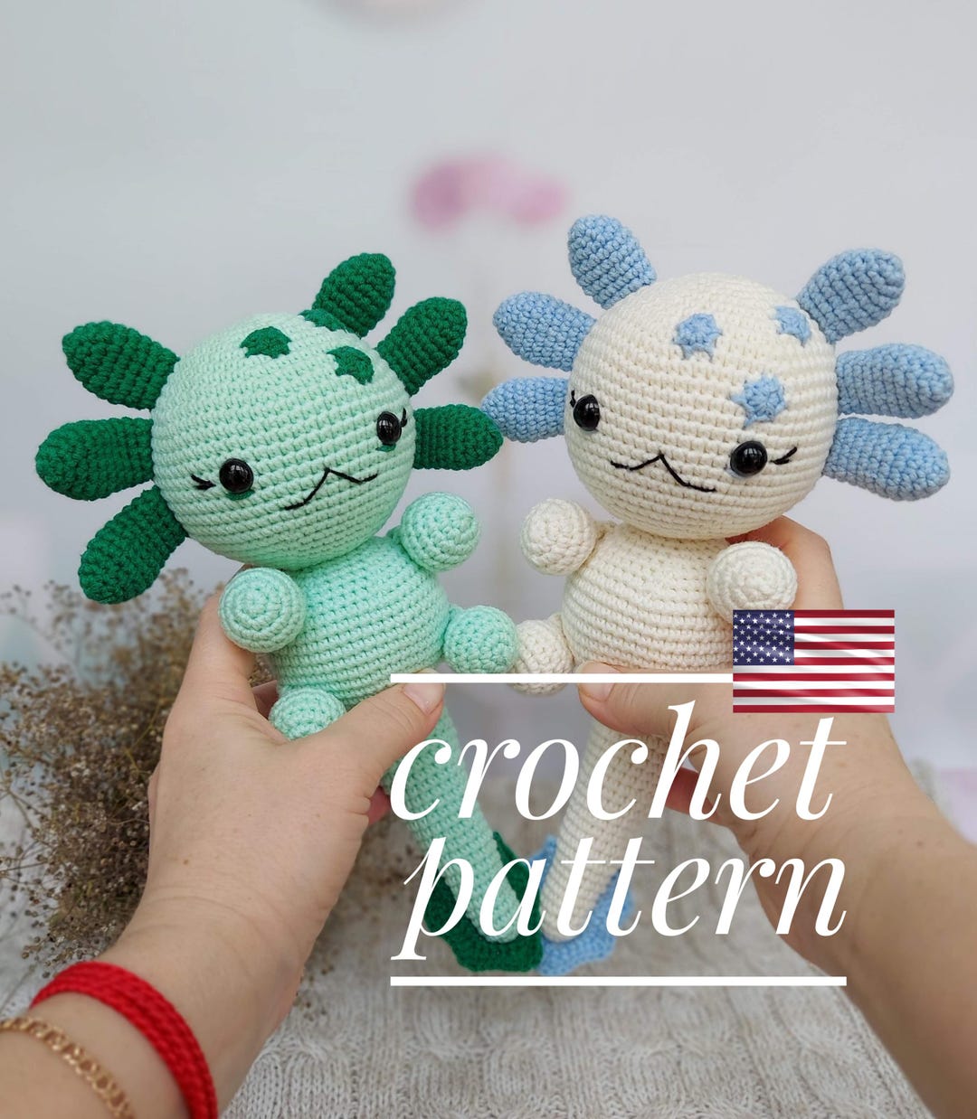 Axolotl Crochet PDF Pattern in English, Knitting, Cute Handmade Plushy ...