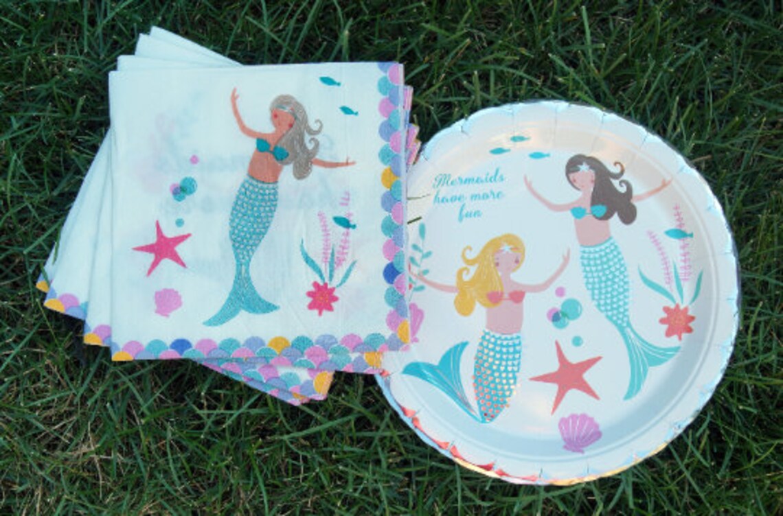 Mermaid Tableware/mermaid Birthday Decoration/mermaid Party - Etsy