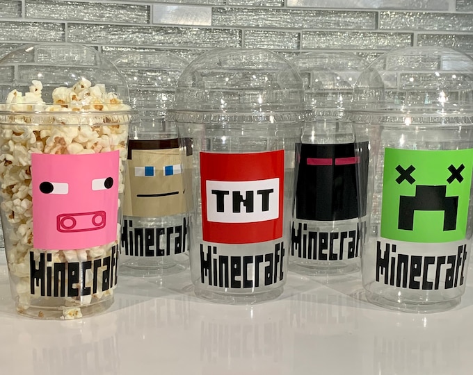 Minecraft Birthday Party Cups, Gamer Party Favors - Etsy