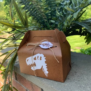 Dinosaur Party Favor Box: T-rex Birthday Goody Bag With Twine (set of 7 ...