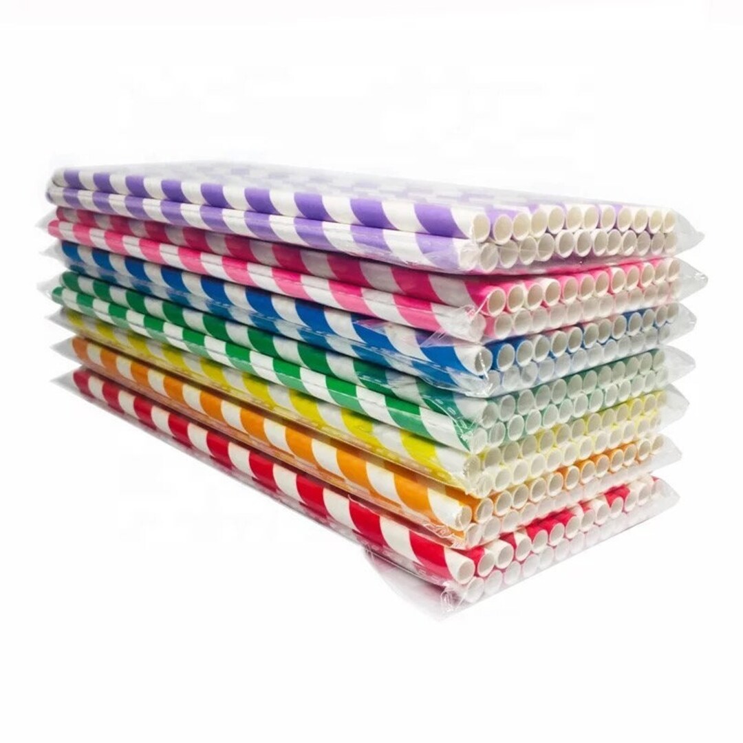25 Stripe Paper Straw / Red Stripe Straw/green Stripe Straw/teal Stripe ...