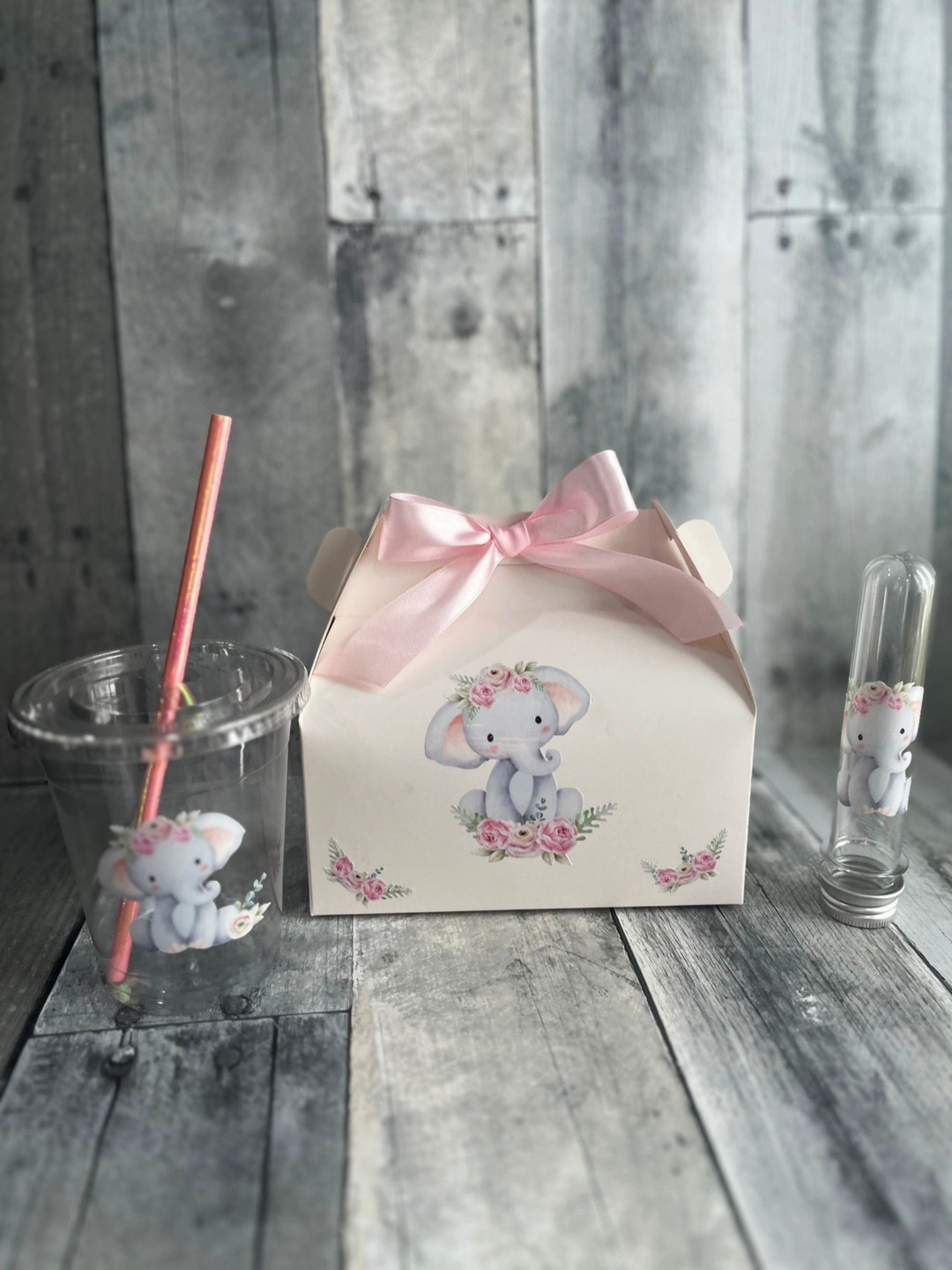 Baby Girl Elephant Baby Shower Gable Box/blush Pink Elephant Paper ...