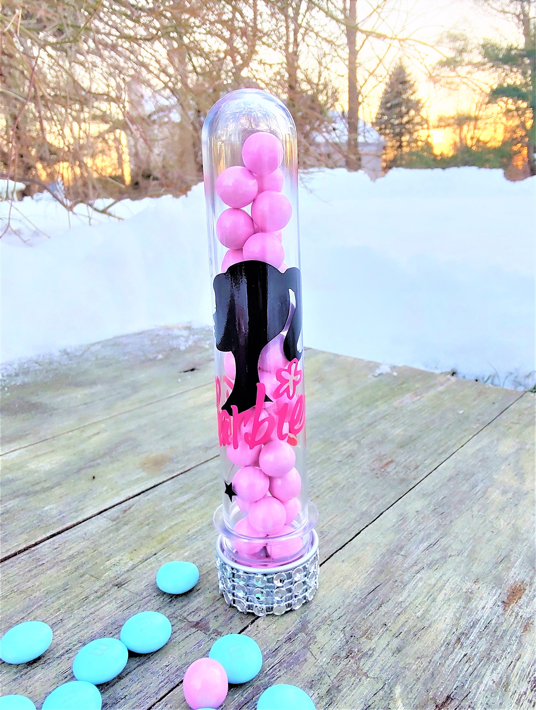 Plastic Gumball Tubes 1" X 10" Candy Tube Packaging With Clear Cap