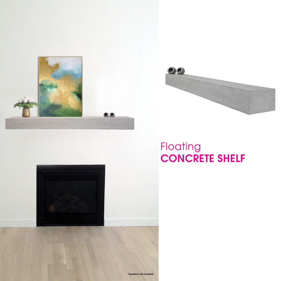 Modern Concrete Floating Mantel Shelf Beam - Etsy Canada