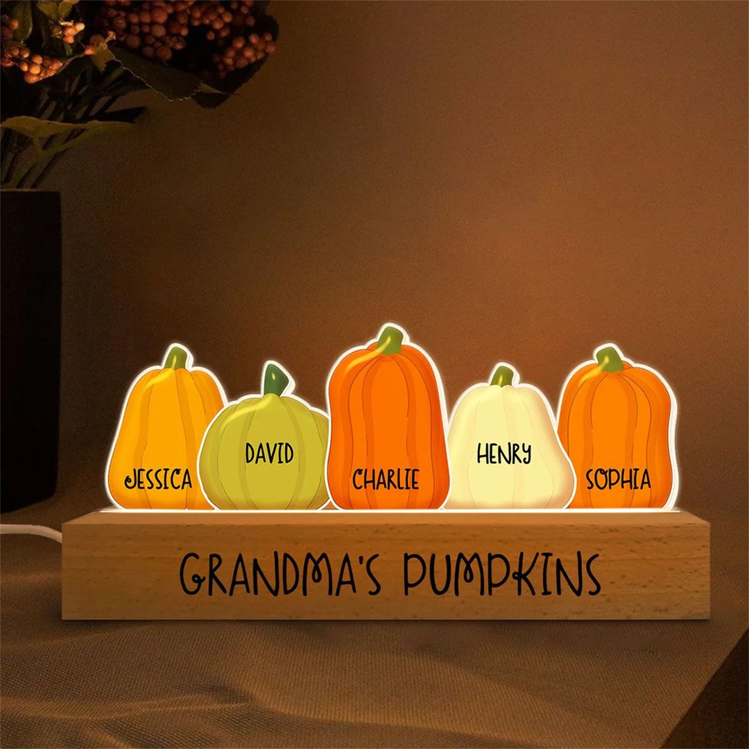 Pumpkins Personalized Acrylic Block LED Light, Fall Season Decor ...