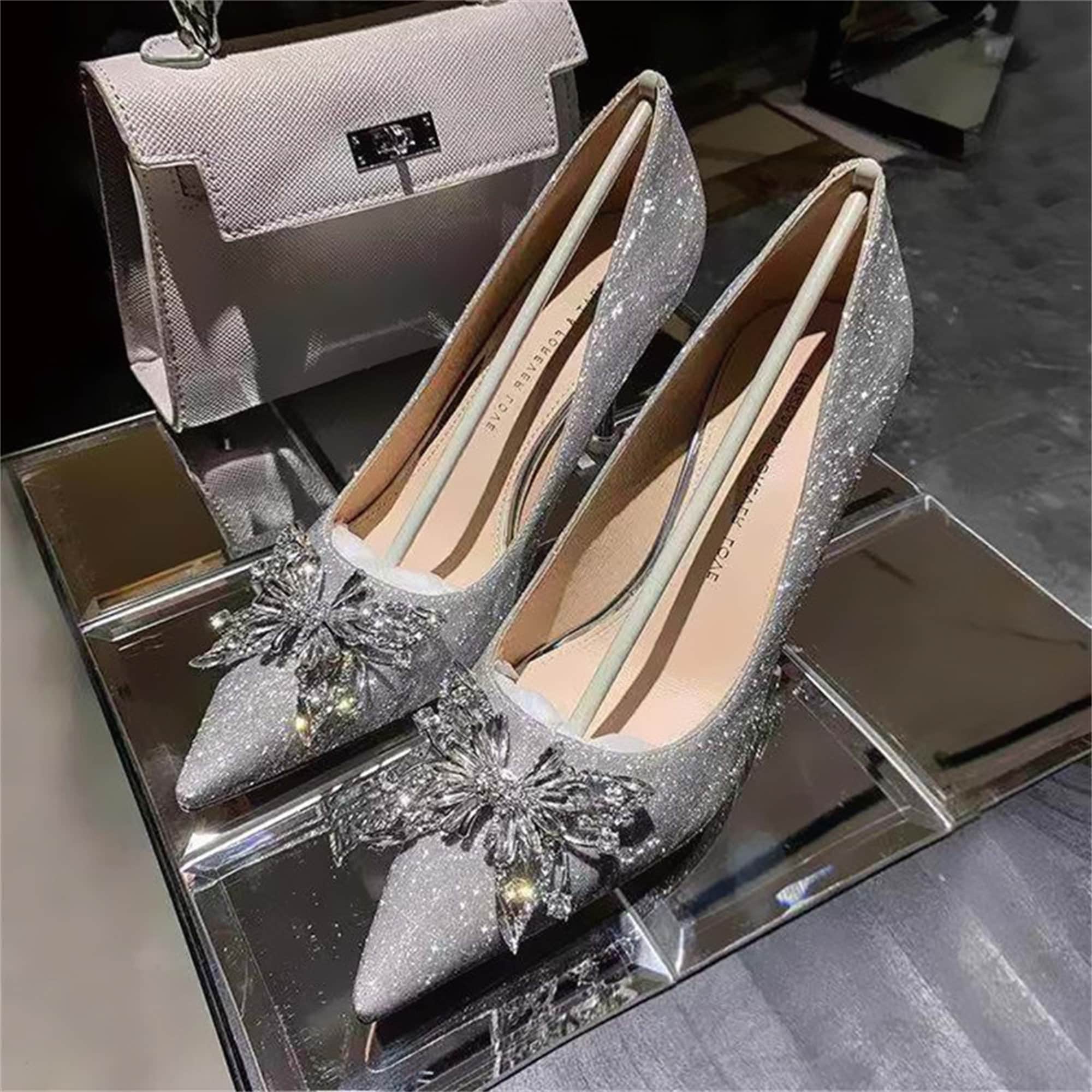 Silver Prom Platform Heels