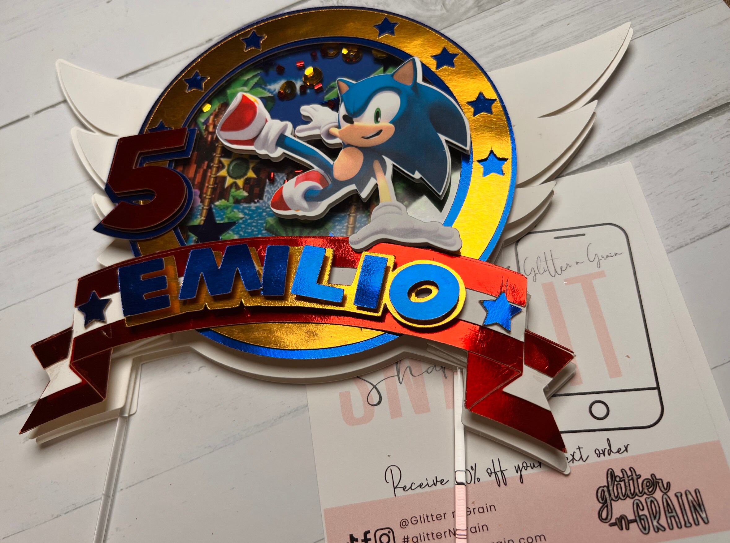 Party Décor Super Sonic Birthday Cake Topper Personalized Sonic Cake ...