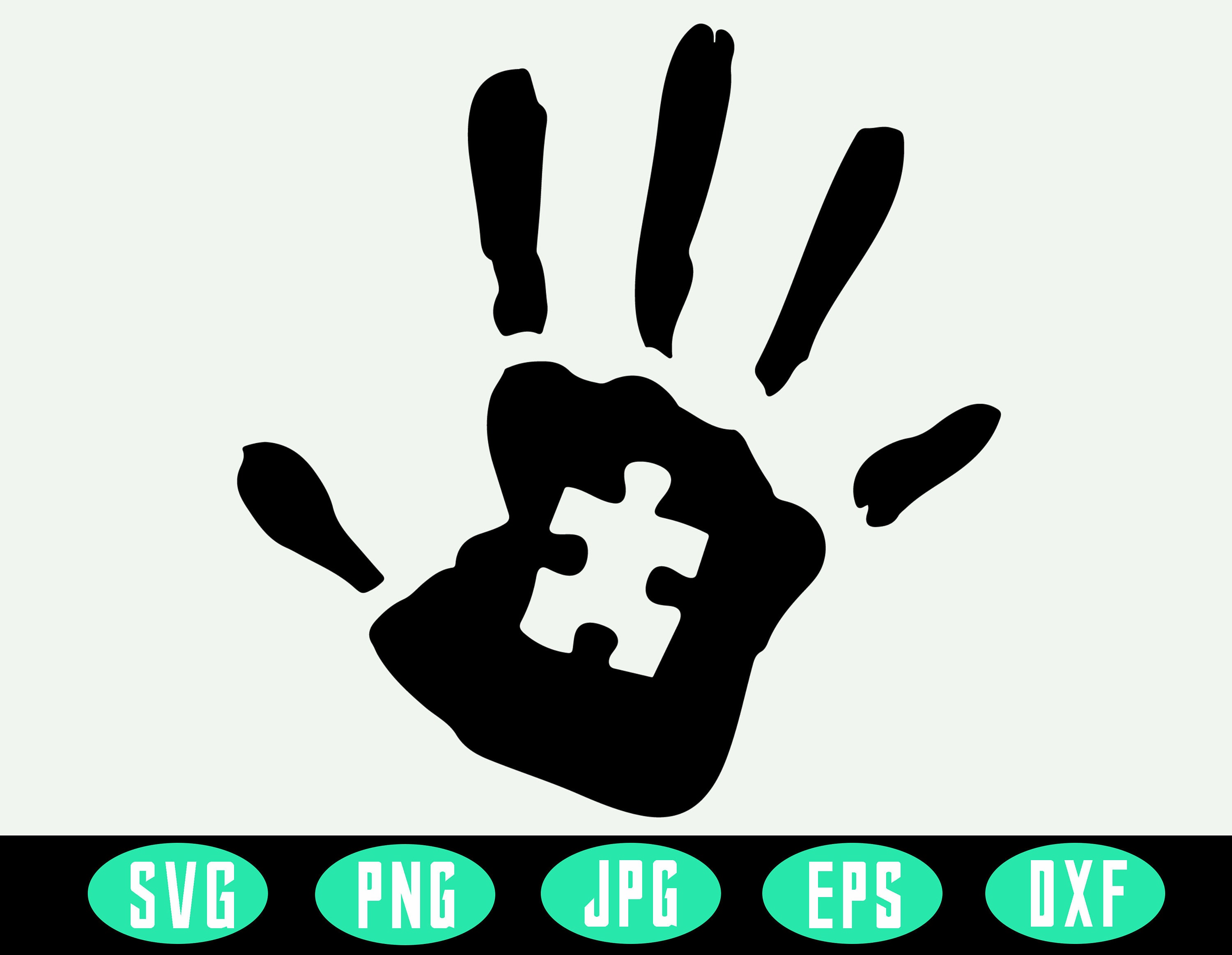 Autism Hand Black Svg Autism Awareness Digital Cut Files | Etsy