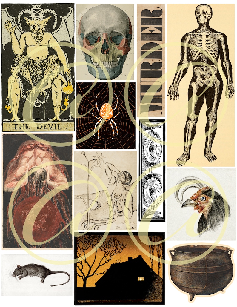 Creepy Vintage Digital Ephemera | Spooky Halloween Printables, Vintage ...