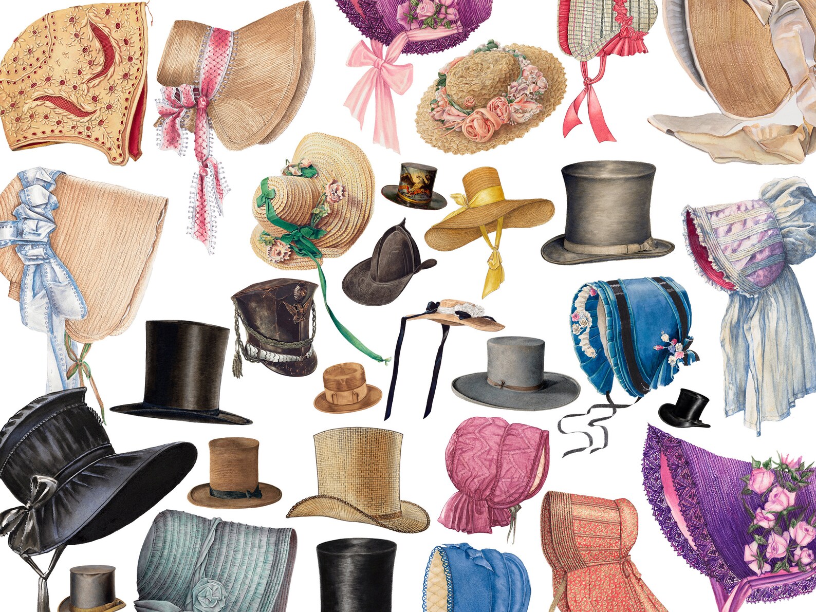 Vintage Digital Paper Dolls PNG | Digital Hats and Bonnets, Vintage ...