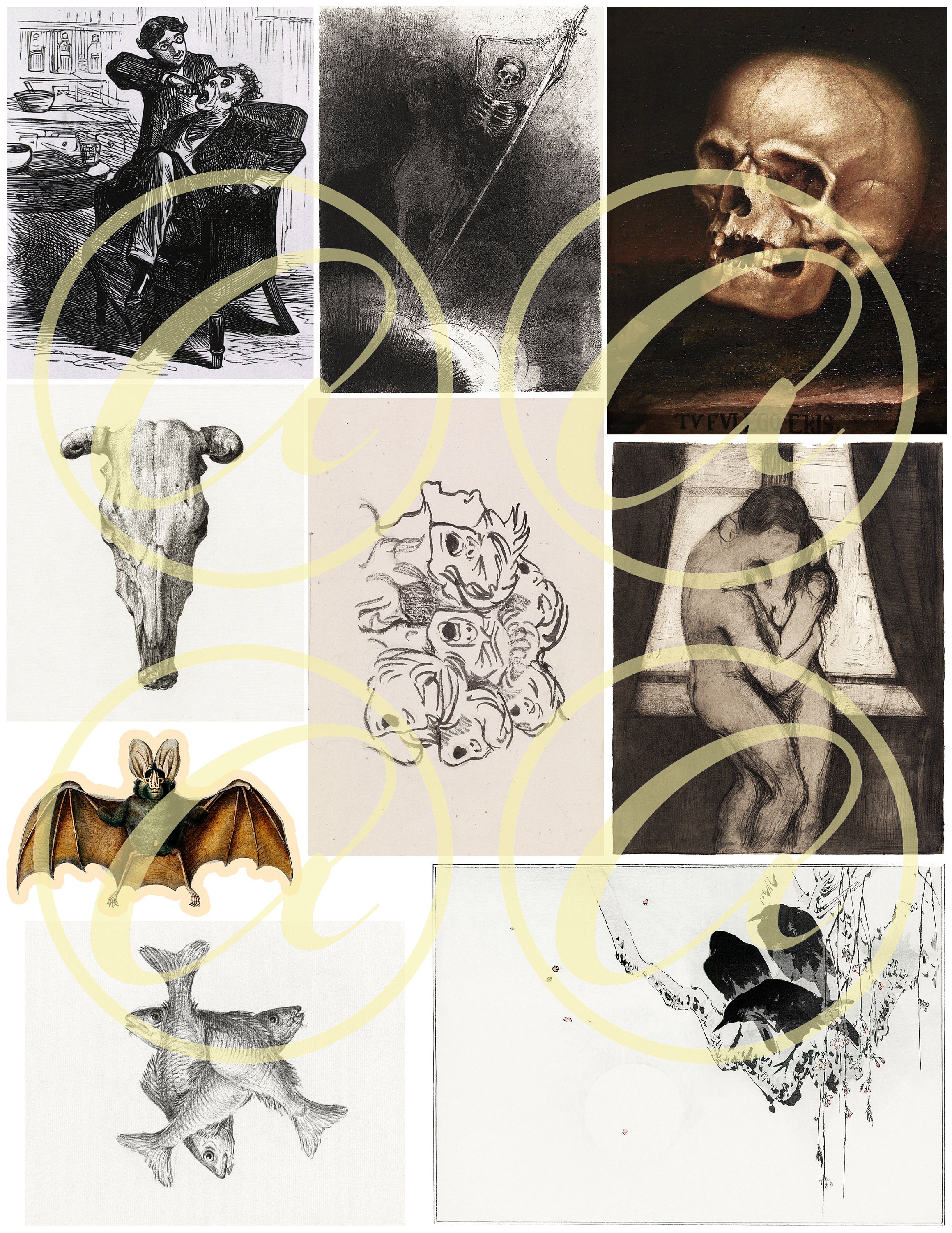 Creepy Vintage Digital Ephemera | Spooky Halloween Printables, Vintage ...