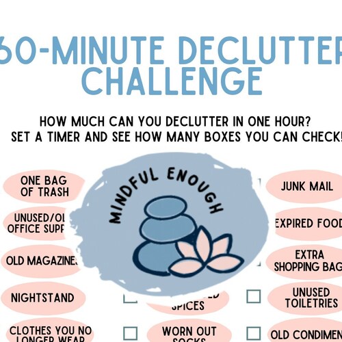 Printable Declutter Challenge Checklist PNG PDF Instant - Etsy