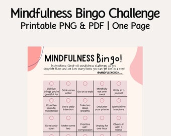 Printable Mindfulness Bingo Daily Mindfulness Challenges - Etsy