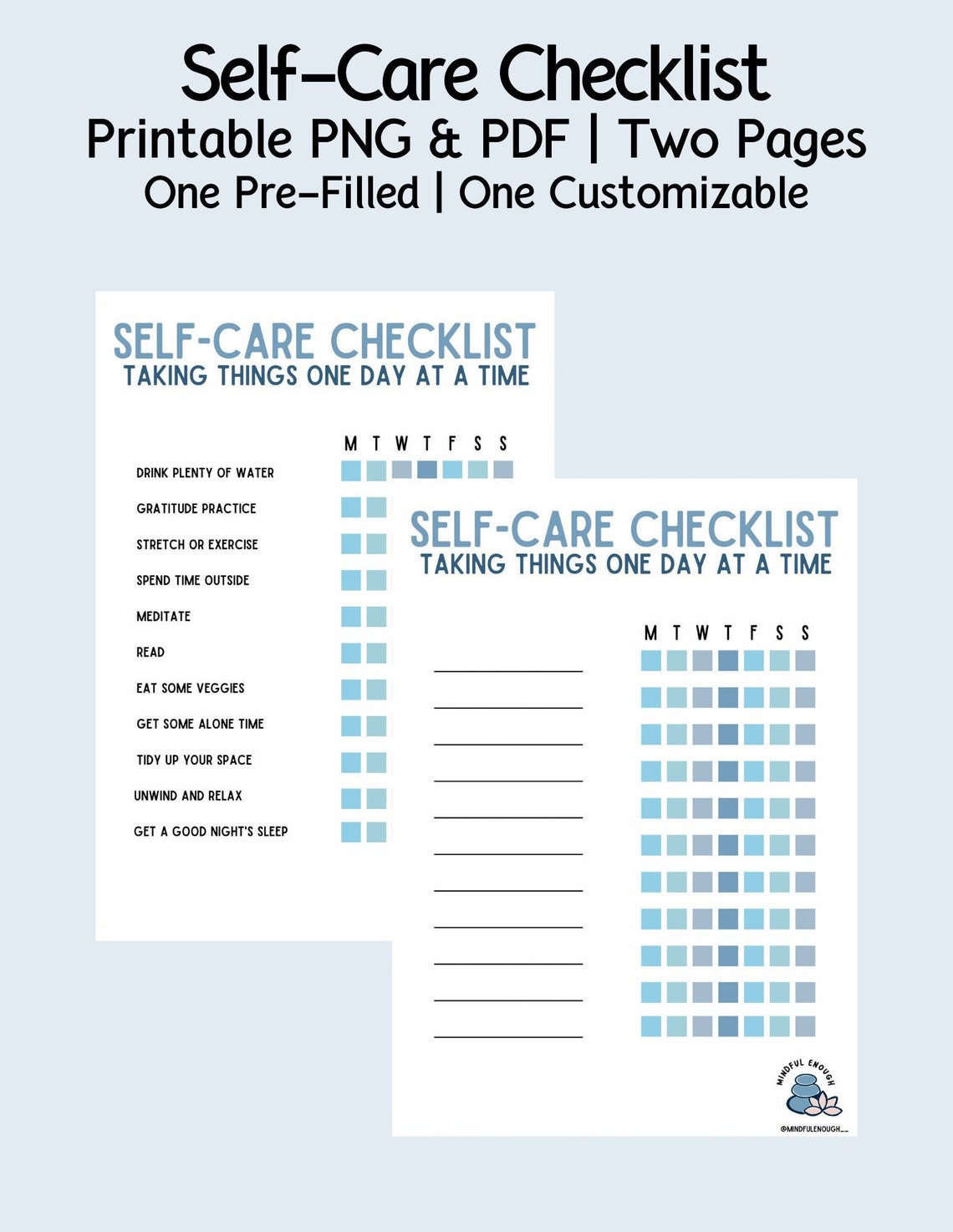 Printable Self-care Checklist | Daily Self-care Planner | Self-love and ...