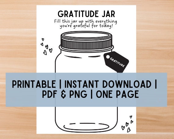 Printable Gratitude Jar | Daily Gratitude Jar Printable | Mental Health ...