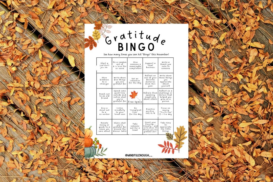 Printable Gratitude Bingo | November Bingo | Thanksgiving Bingo ...
