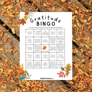 Printable Gratitude Bingo | November Bingo | Thanksgiving Bingo ...