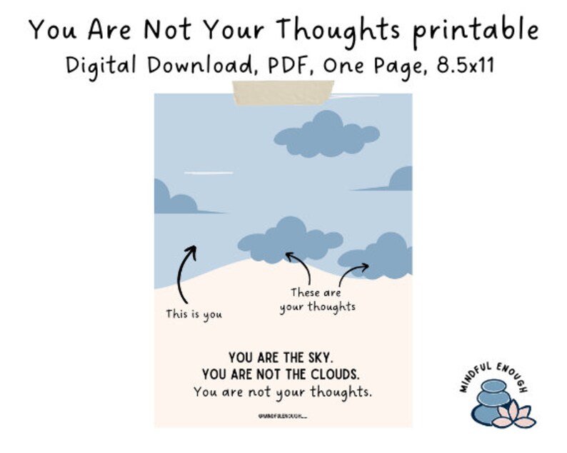 Mindfulness Printable | Digital Download | Mental Health Printable ...