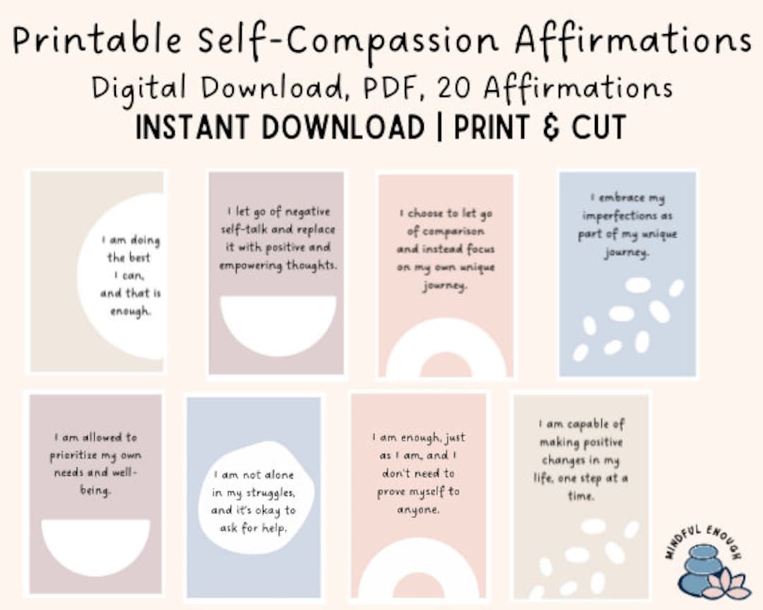 Printable Self-compassion Affirmations | Instant Download ...