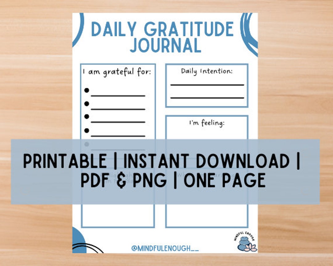 Printable Gratitude Journal | Daily Gratitude Printable | Gratitude ...