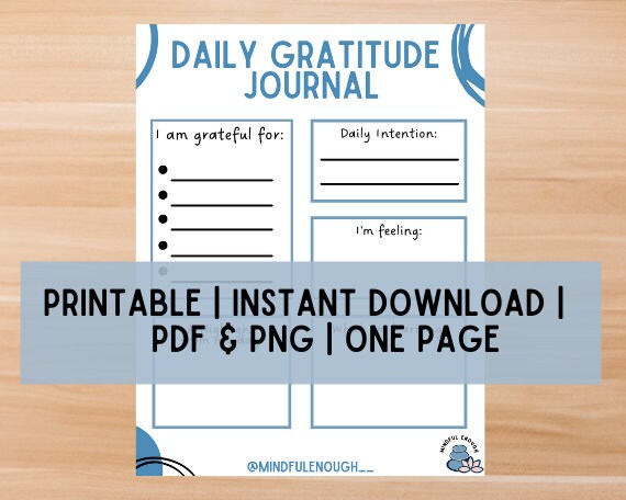 Printable Gratitude Journal Daily Gratitude Printable | Etsy