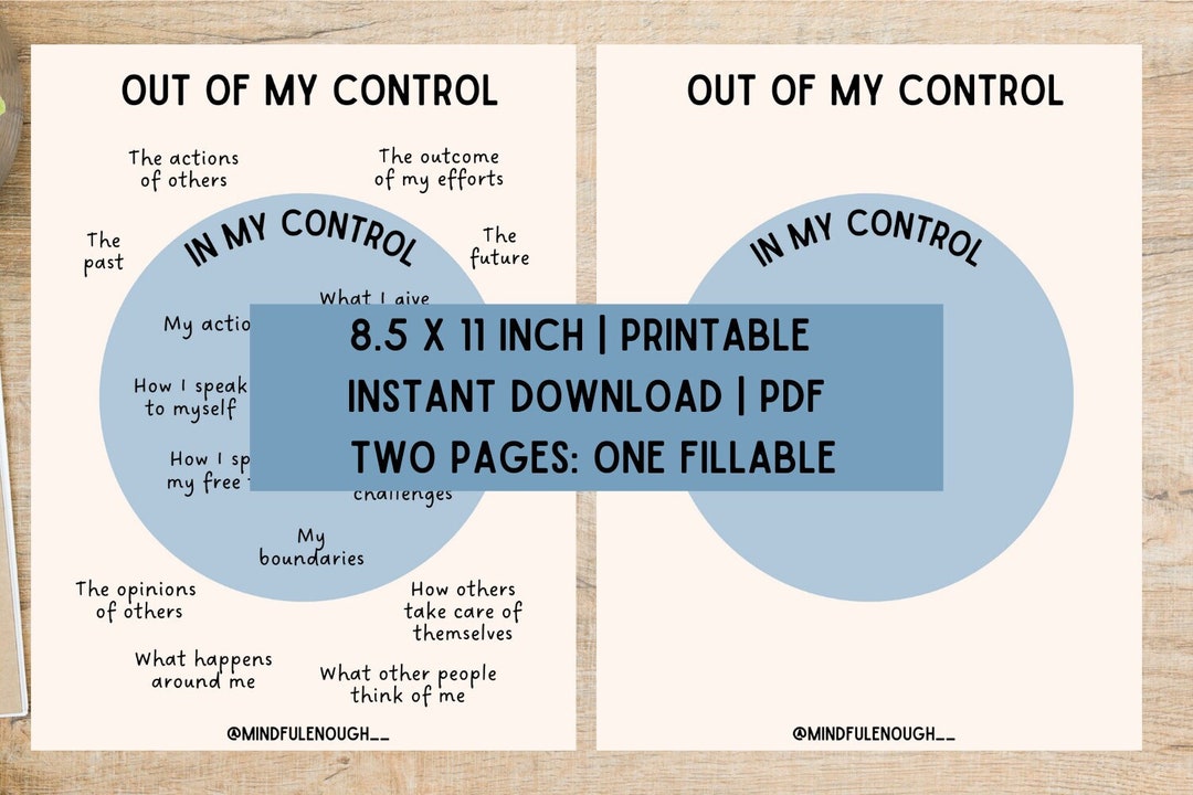 Printable 8.5 X 11 Inch PDF What I Can Control Mindfulness Printable ...