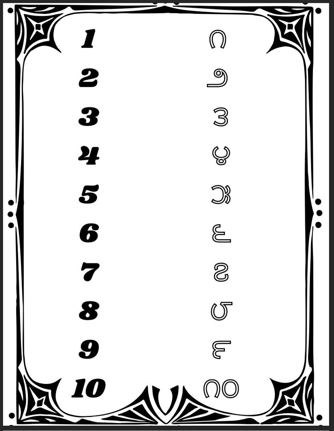 Printable Telugu Numbers Coloring Pages (1–10) - Digital Print ...