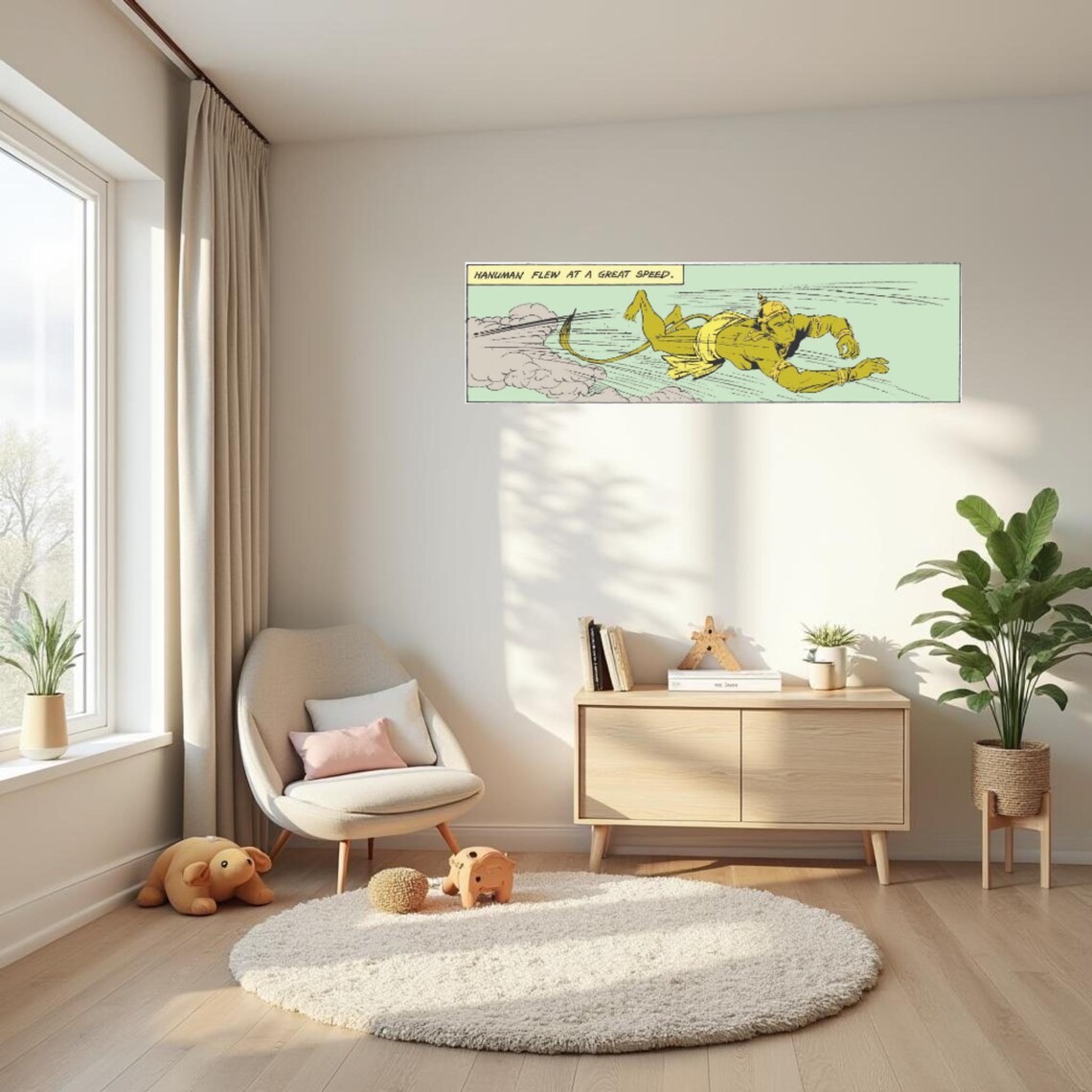 Lord Hanuman Flying – Spiritual Canvas Print | Official Amar Chitra ...