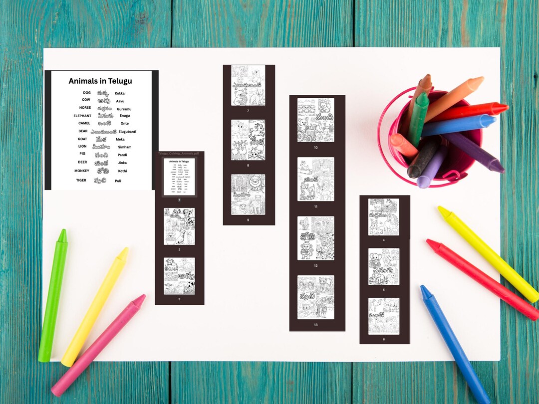 Printable Telugu Animal Coloring Pages - Digital Print - Gift for ...