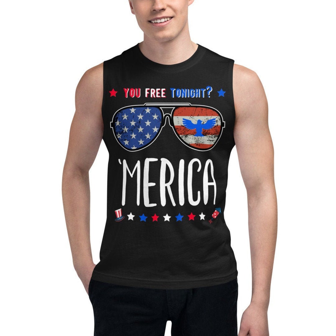 4th of July Muscle Tank Men's, Independence Day Freedom Tank, Fireworks ...