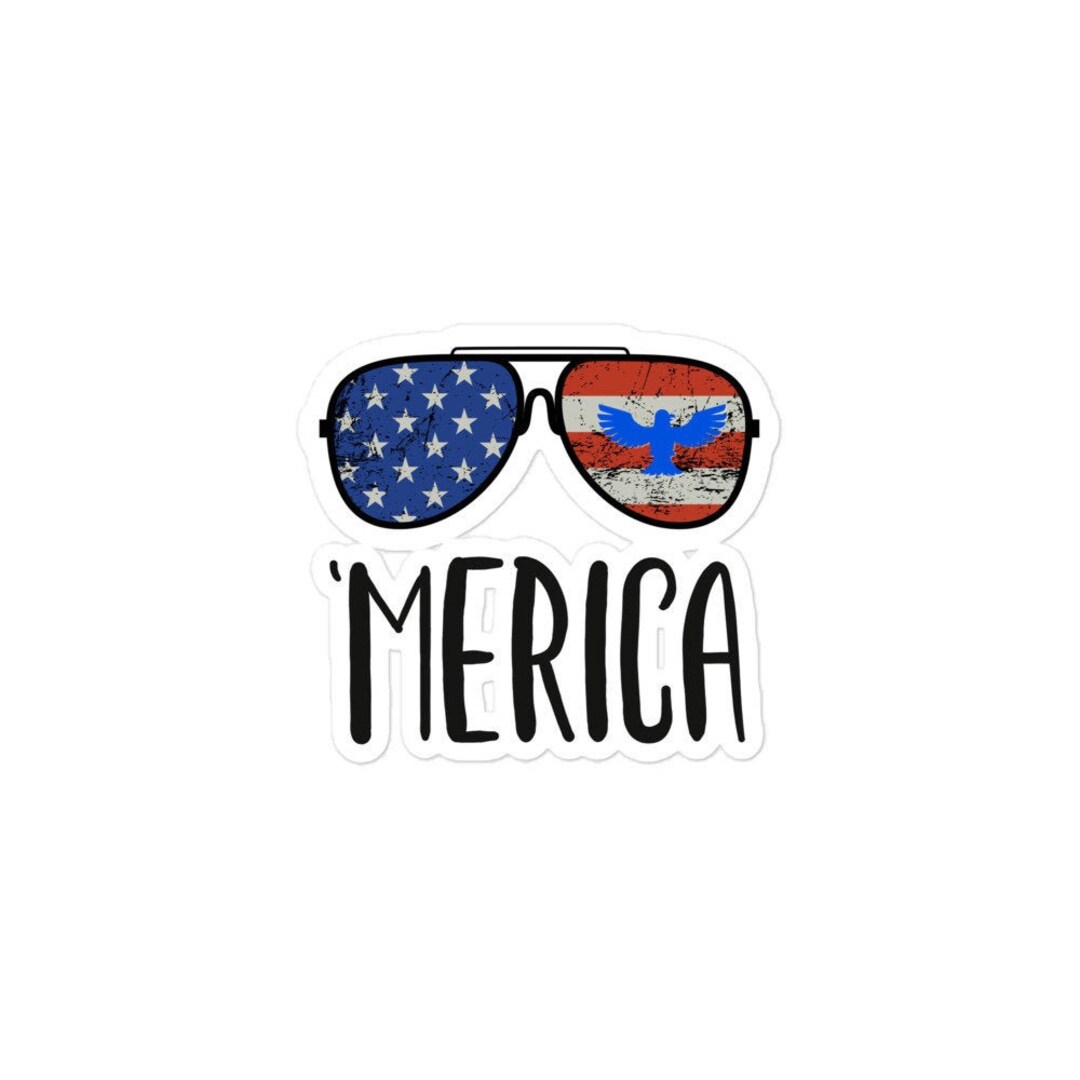 Patriotic Vintage 'merica Bumper Sticker, Retro Sunglasses American ...