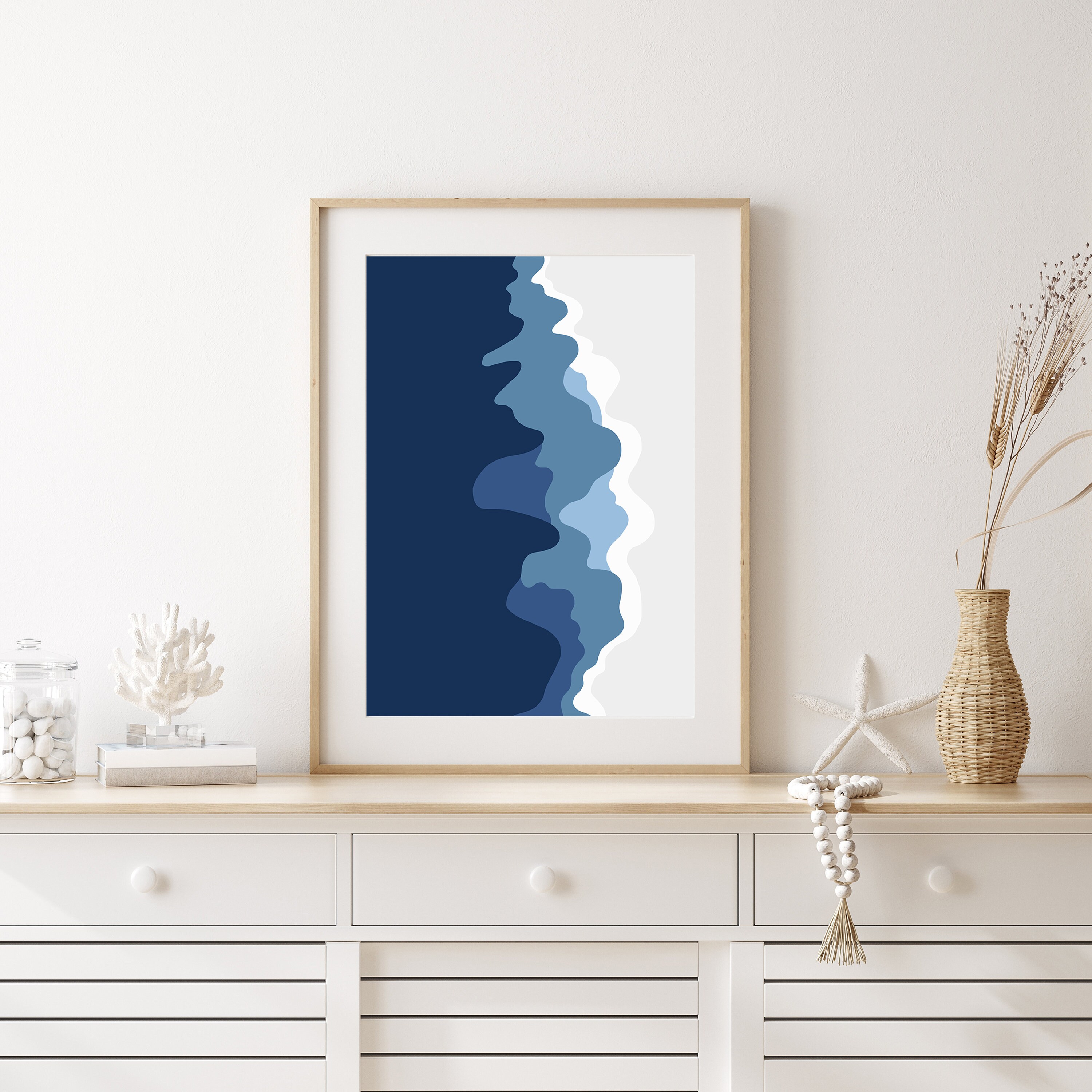 Waves Abstract Art Print , Printable Wall Art , Minimal Wall Design ...