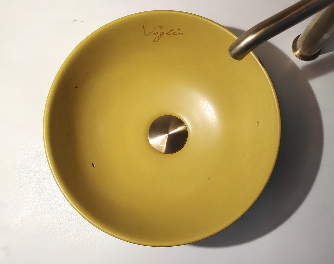 V_5 Mustard Color Vanity Top Sink | Counter Top, Handmade Bowl Shape ...