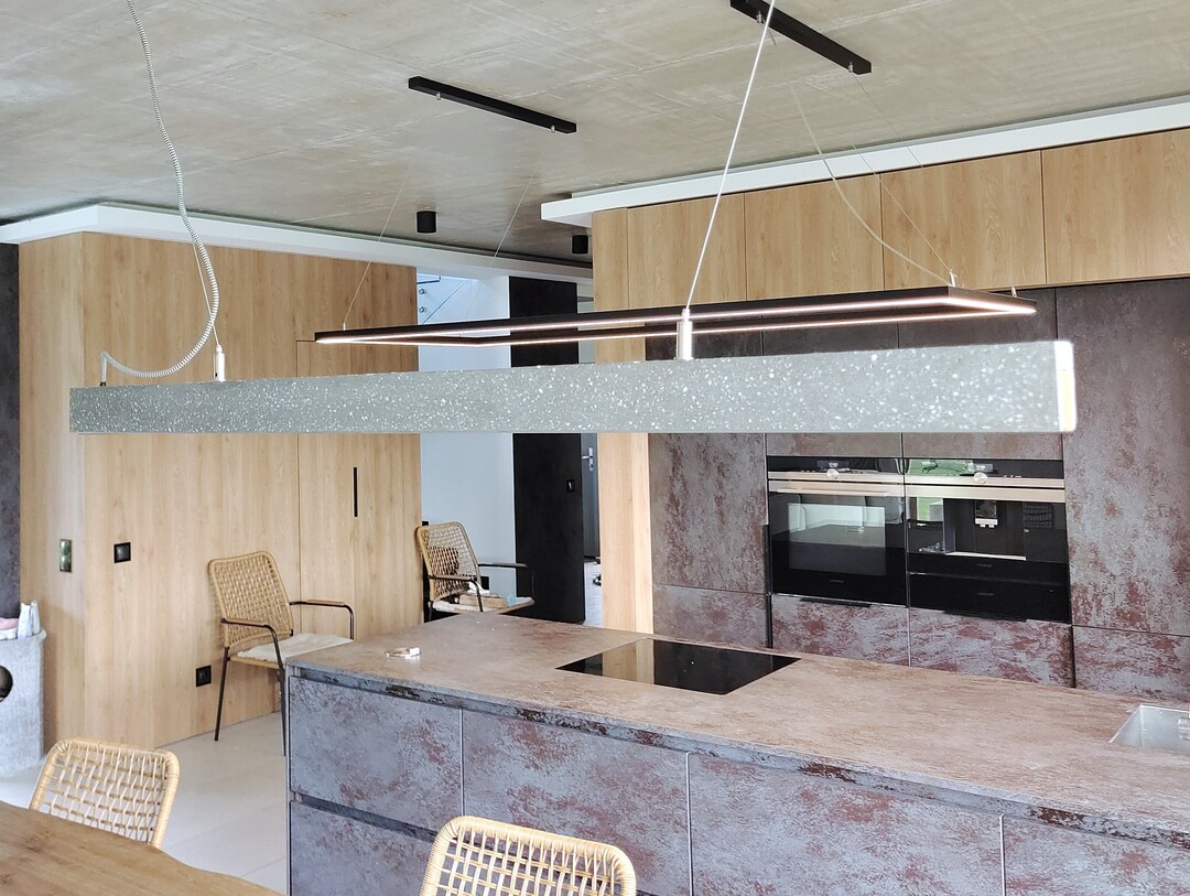 150 Cm Long Gray Terrazzo Ceiling Lights, Made of Concrete Line Modern ...