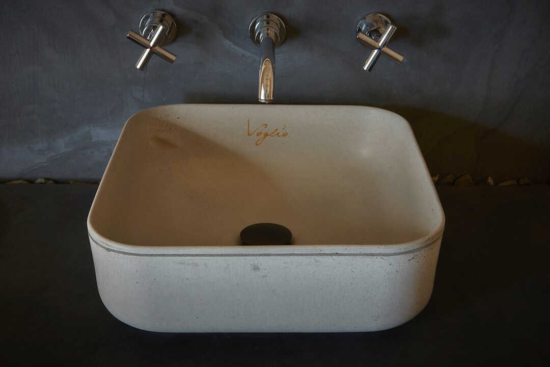 Light Grey Concrete, Square Sink | Bathroom Cabinet's Washbasin | WC ...