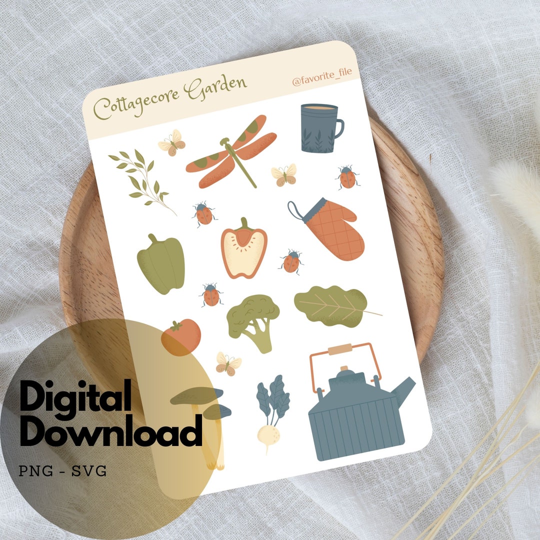 Cottagecore Garden Dreams Sticker Sheet: SVG and PNG Digital Download ...