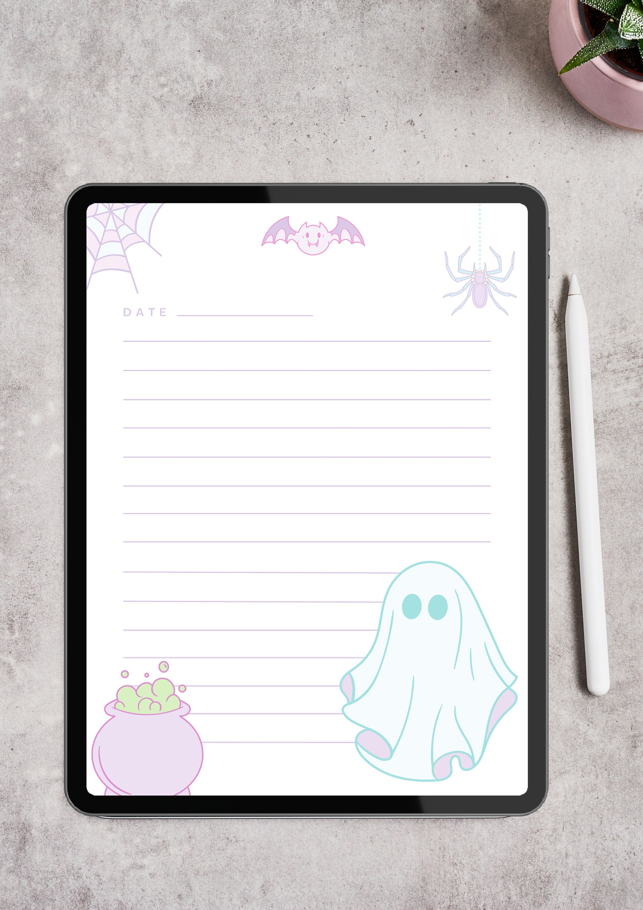 Halloween Lined Paper Template Printable PDF A4 - Instant Digital ...