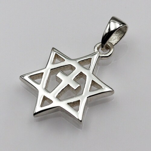 925 Sterling Silver Messianic Star of David Cross Pendant - Etsy