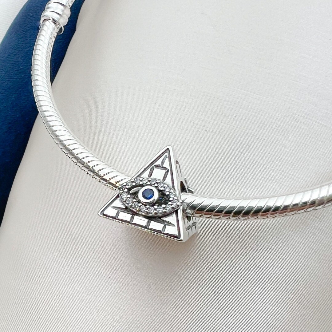 Sterling Silver 925 Egyptian Pyramid & the Evil Eye With Blue Sapphire ...