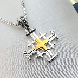 Dual-finish Jerusalem Cross Pendant | Engraved Jerusalem Design ...