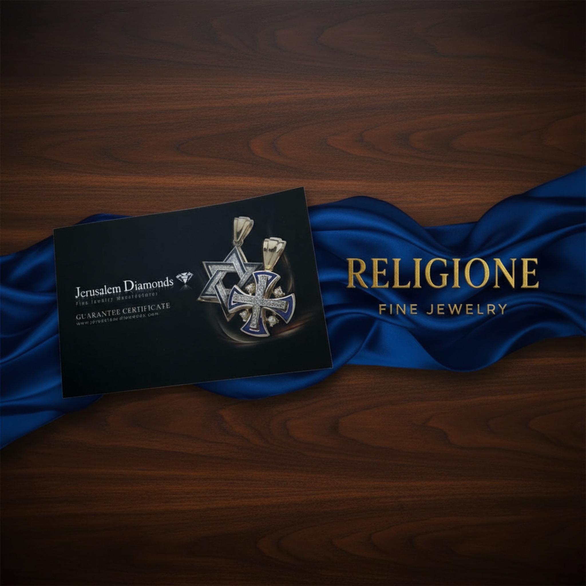 Jerusalem Cross Pendant | Blue Sapphire & Marcasite Accents | Silver ...