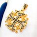 Jerusalem Cross 14k Gold With Diamonds & Blue Sapphires Pendant - Etsy
