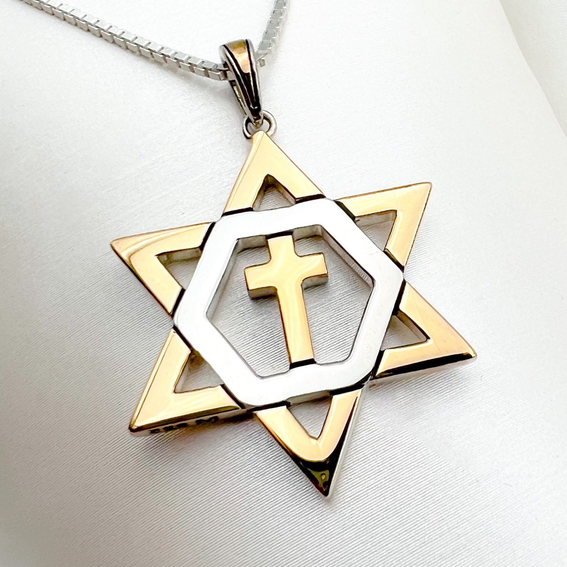 Messianic Star of David With Cross Pendant | Includes Silver 925 Chain ...