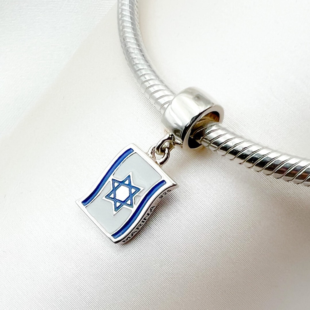 Israeli Flag Enamel Silver 925 Charm - Perfect for Pandora Charm ...