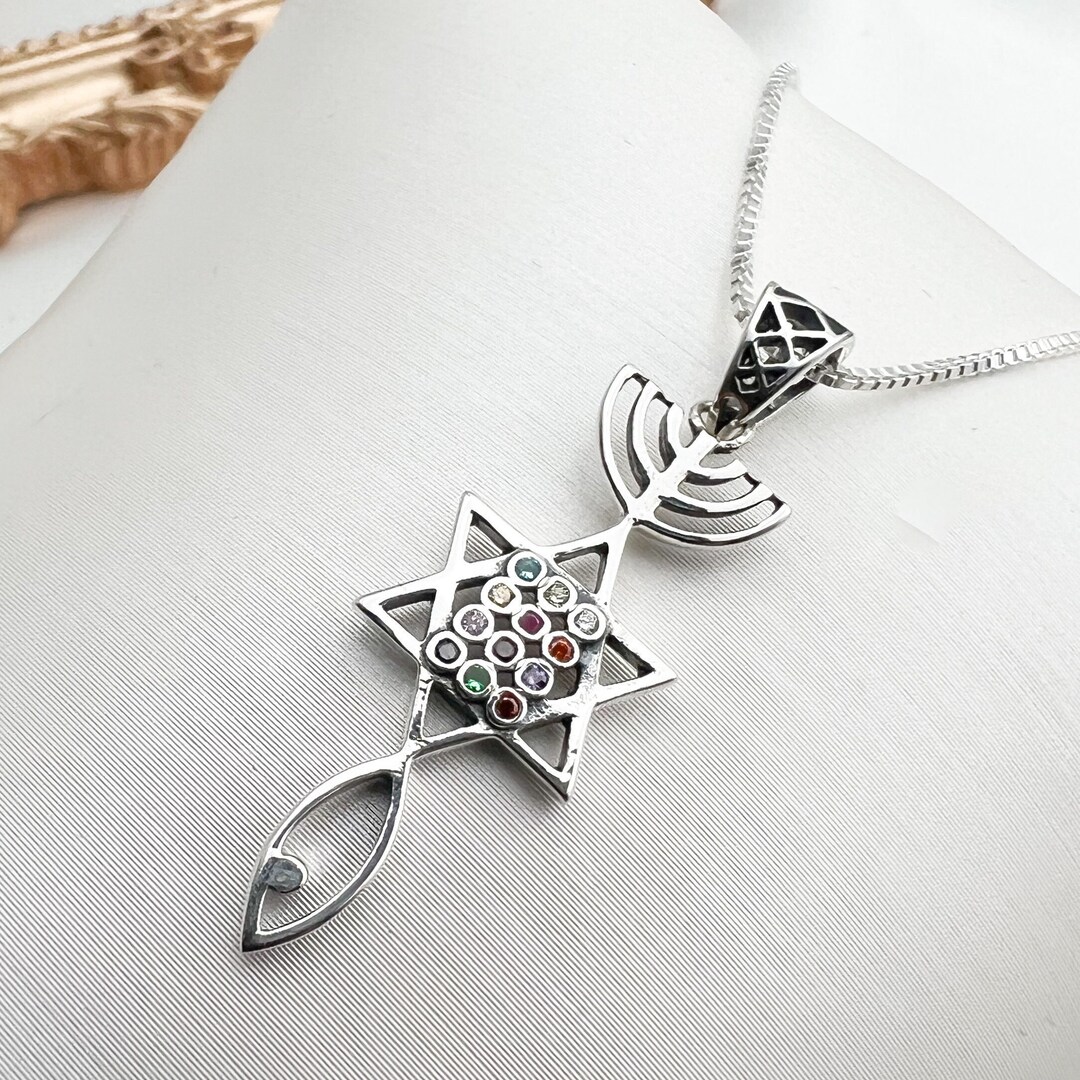 Grafted in Pendant With Hoshen Stones | 12 Tribes of Israel | Includes ...
