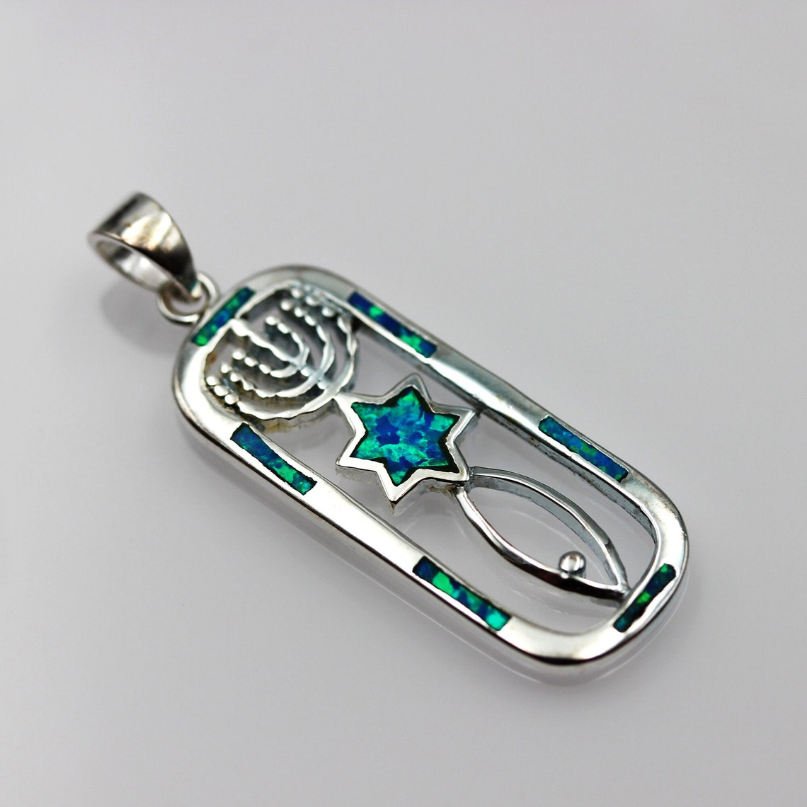 Blue Opal Grafted in Egyptian Kartush Style Pendant (silver 925) - Etsy