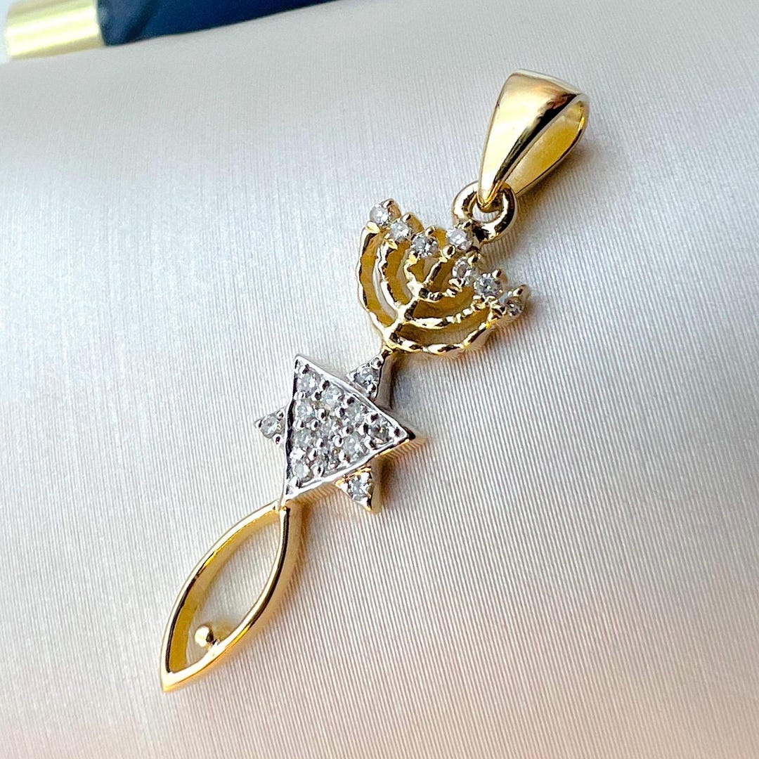 Grafted in Diamond Pendant - 14k Solid Gold With 21 Sparkling Diamonds ...