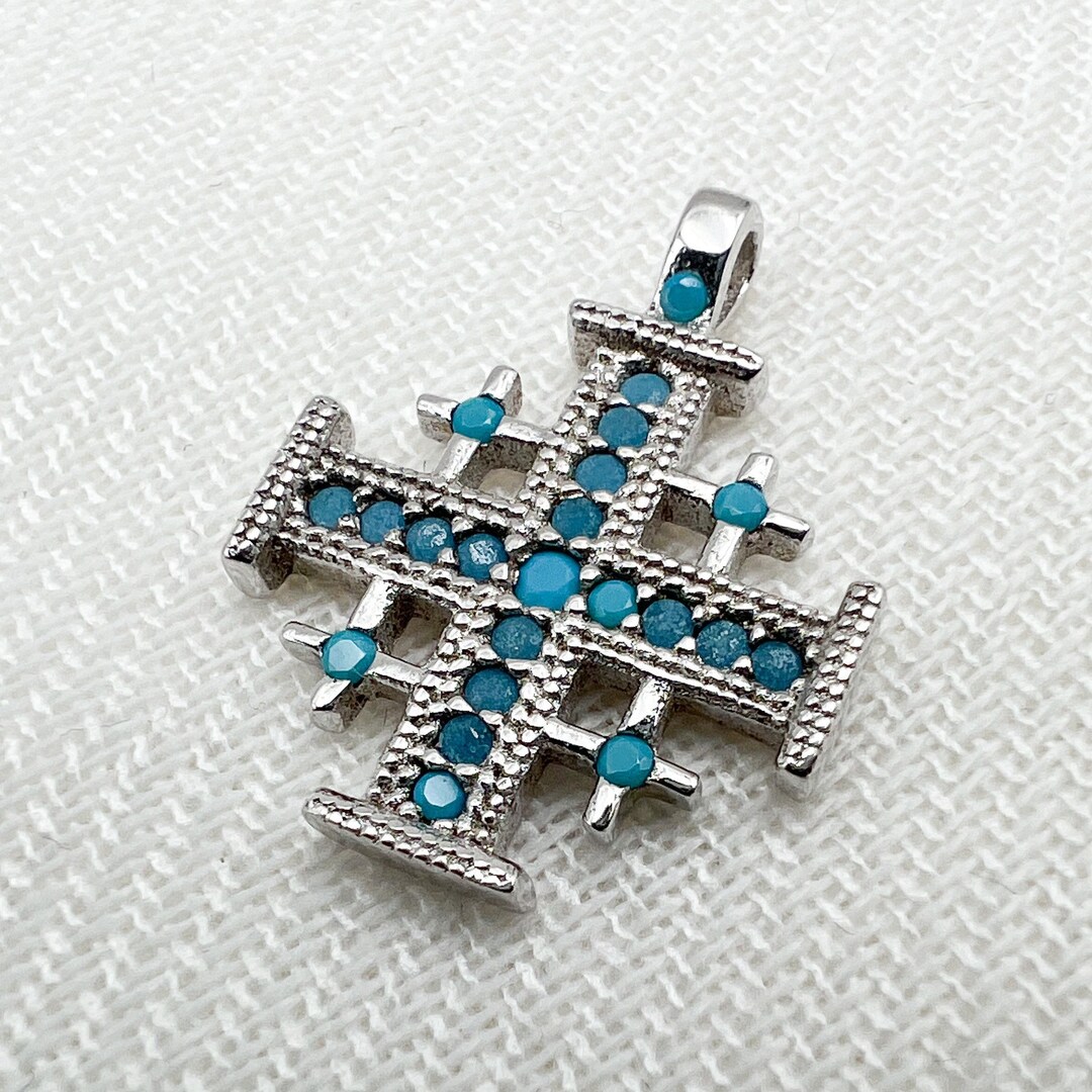 Jerusalem Cross Silver 925 With Turquoise - Etsy Australia